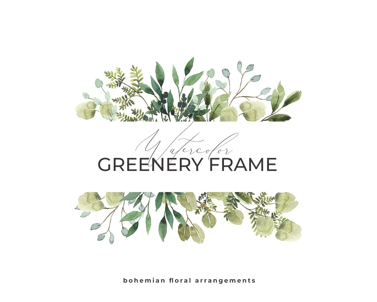 GREENERY FRAME Watercolor Foliage Green Leaves Floral Logo - Etsy