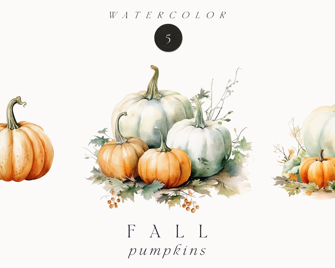 Watercolor Fall Clipart - Watercolor Fall Pumpkins Png - Watercolor ...