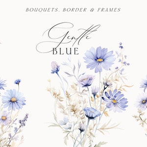 Watercolor Blue Floral Clipart - Winter Wildflowers Clipart Png - Blue ...