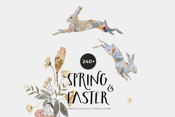 Easter Clipart Set Spring Clipart Easter Rabbits Bunny | Etsy