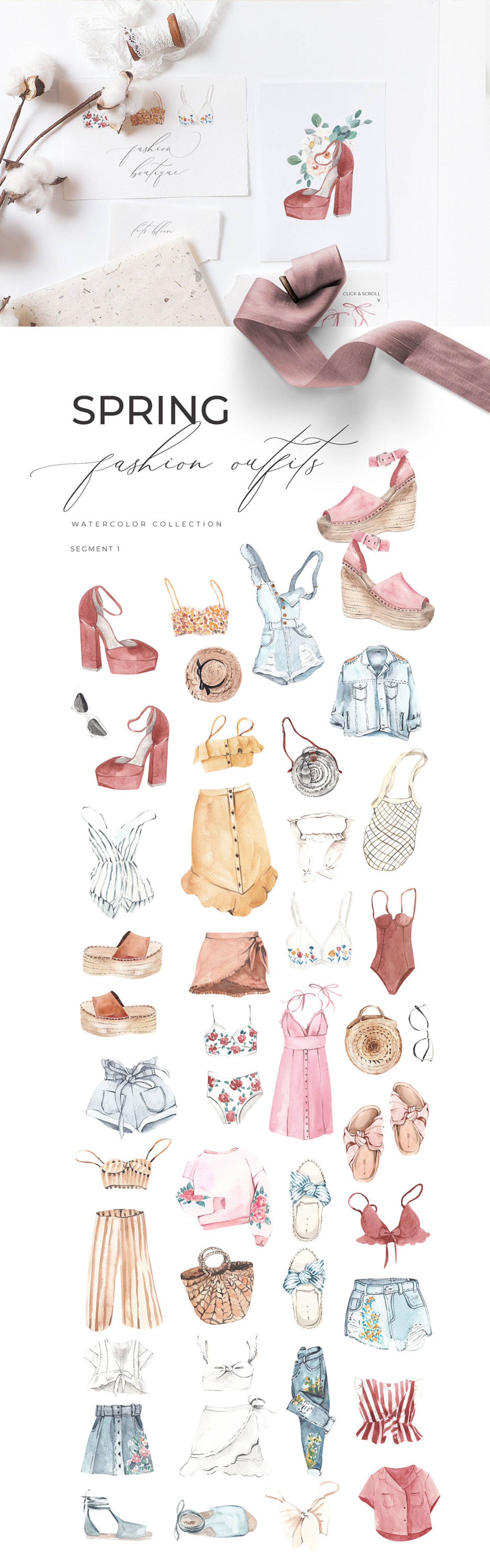 FASHION Watercolor Clipart Fashion Illustrations Women - Etsy