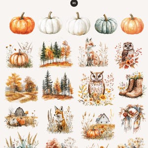 Autumn Watercolor Clipart - Fall Watercolor Clipart PNG - Cozy Autumn ...