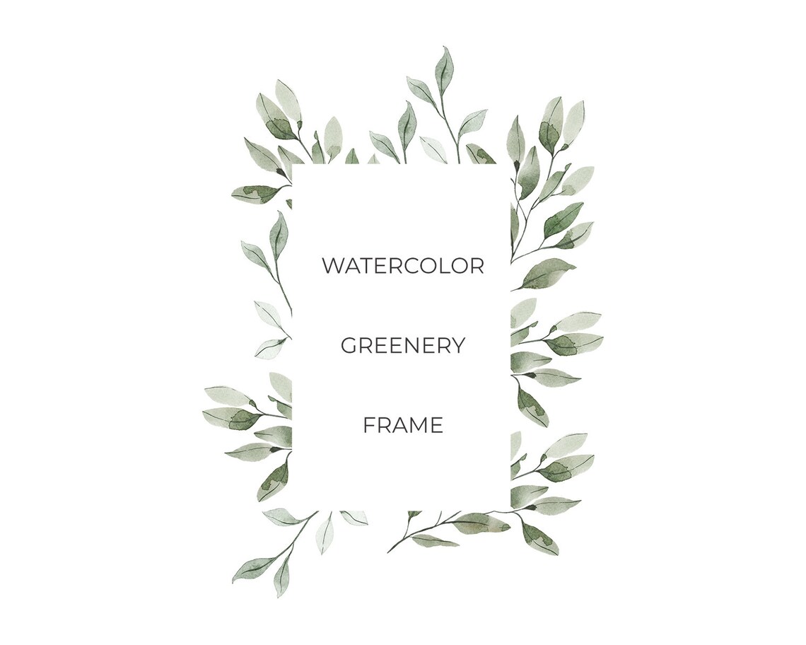 Watercolor Greenery Frame Floral Foliage Green Arrangement - Etsy