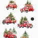 Watercolor Christmas Clipart - Watercolor Red Truck With Christmas Tree ...