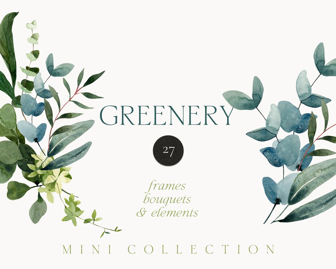 Watercolor Greenery Png Clipart - Green Leaves Watercolor Clipart ...