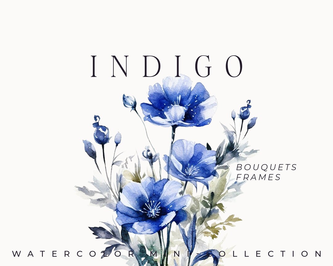 Watercolor Floral Clipart - Watercolor Indigo Blue Floral Clipart Png ...
