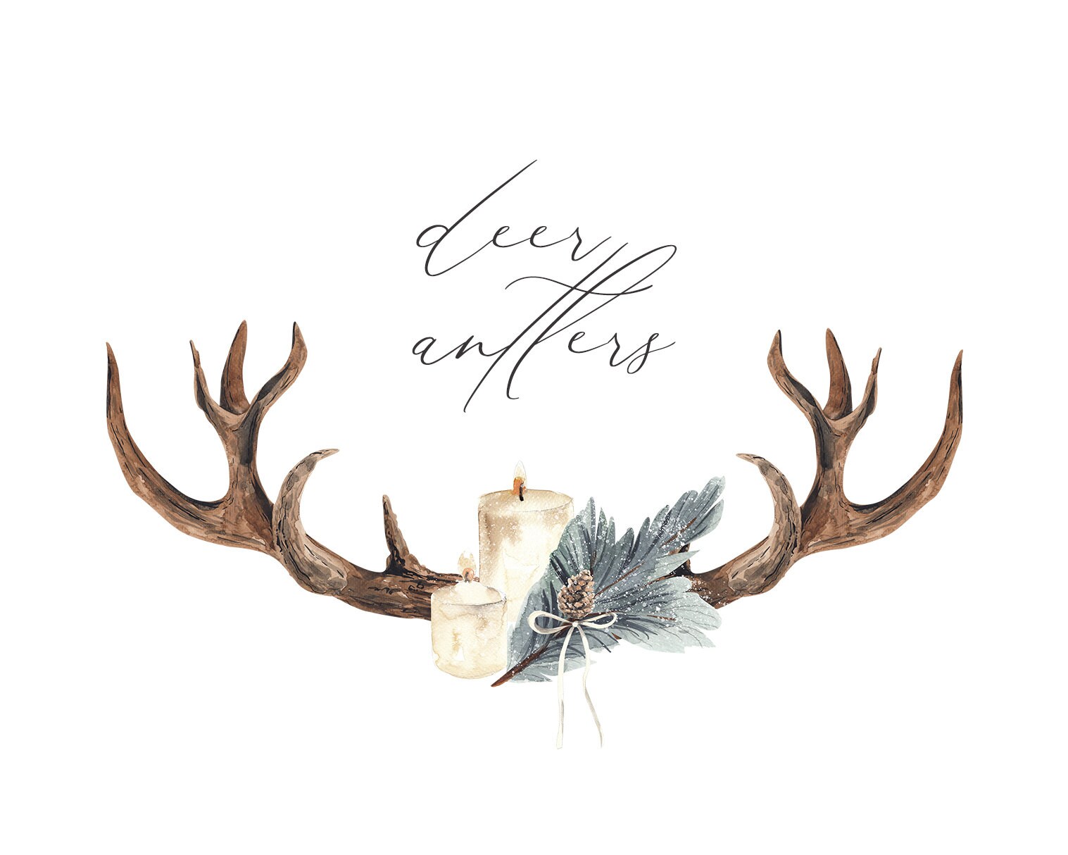 Watercolor Deer Antlers