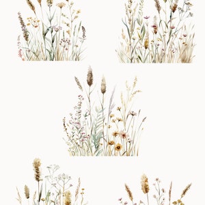 Neutral Wildflowers Clipart - Watercolor Floral Border Png - Neutral ...