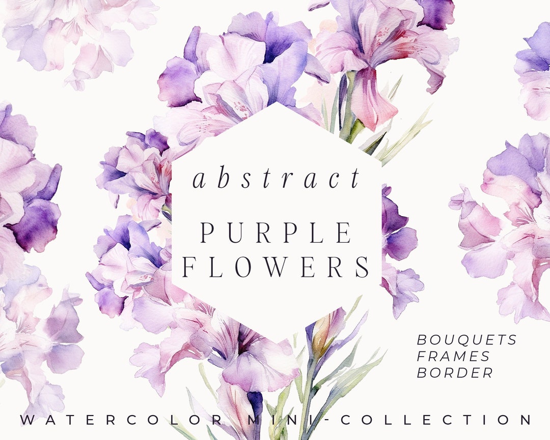 Watercolor Floral Clipart - Abstract Purple Flowers Png - Violet ...