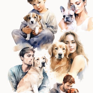 Watercolor Dog Lovers Clipart People With Pets Dog Owners Clipart Kids ...