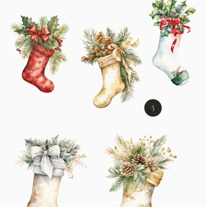 Watercolor Christmas Clipart - Christmas Stockings Clipart - Christmas ...