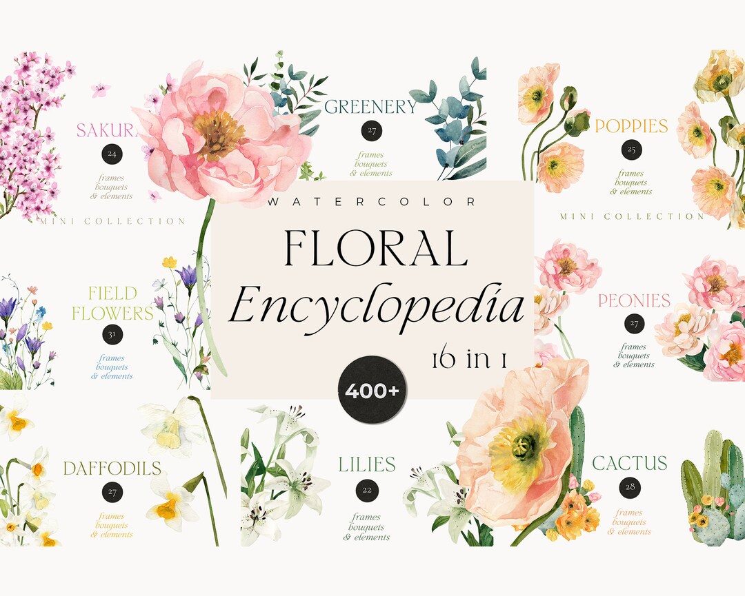 Watercolor Flowers Bundle - Watercolor Floral Clipart Png - Floral ...
