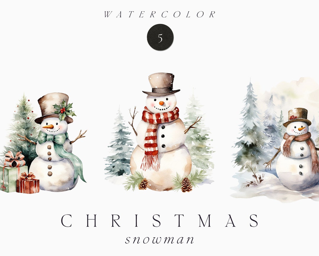 Watercolor Christmas Clipart - Watercolor Snowman Clipart PNG ...