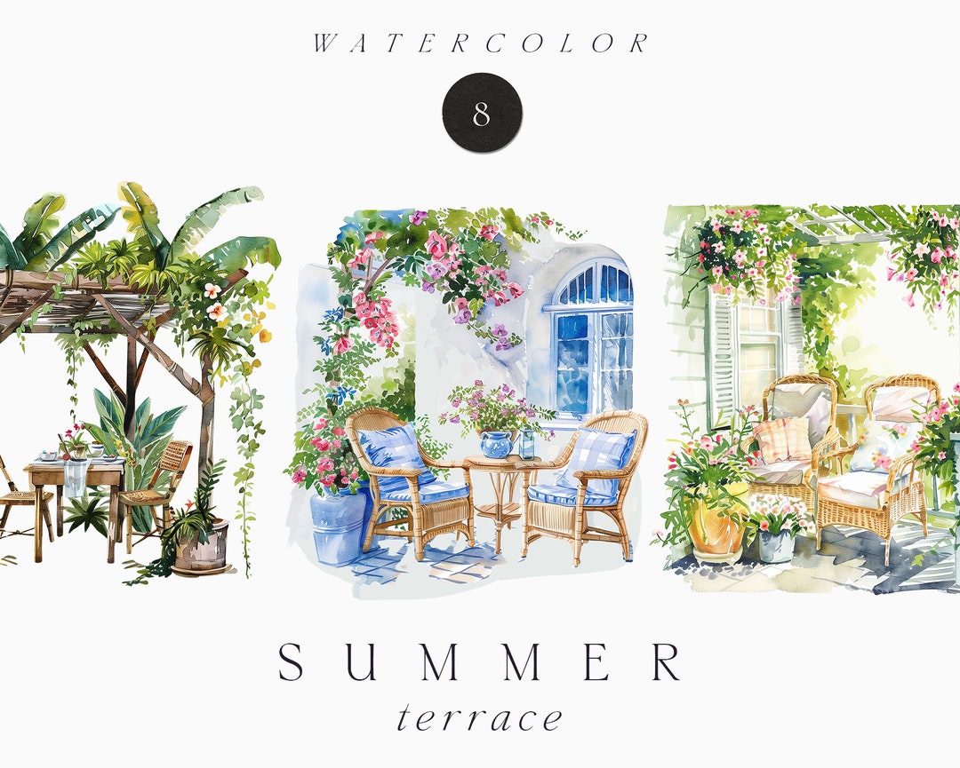 Watercolor Summer Clipart Png - Summer Terrace Clipart - Jungle ...
