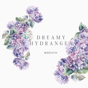 Watercolor Hydrangea Floral Clipart - Dreamy Purple and Blue Hydrangea ...