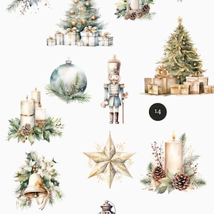 Watercolor Christmas Clipart - Christmas Decor Clipart Png - Watercolor ...