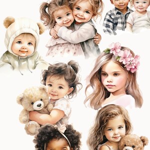 Watercolor Cute Kids Clipart - Watercolor Babies Clipart - Cute Baby ...