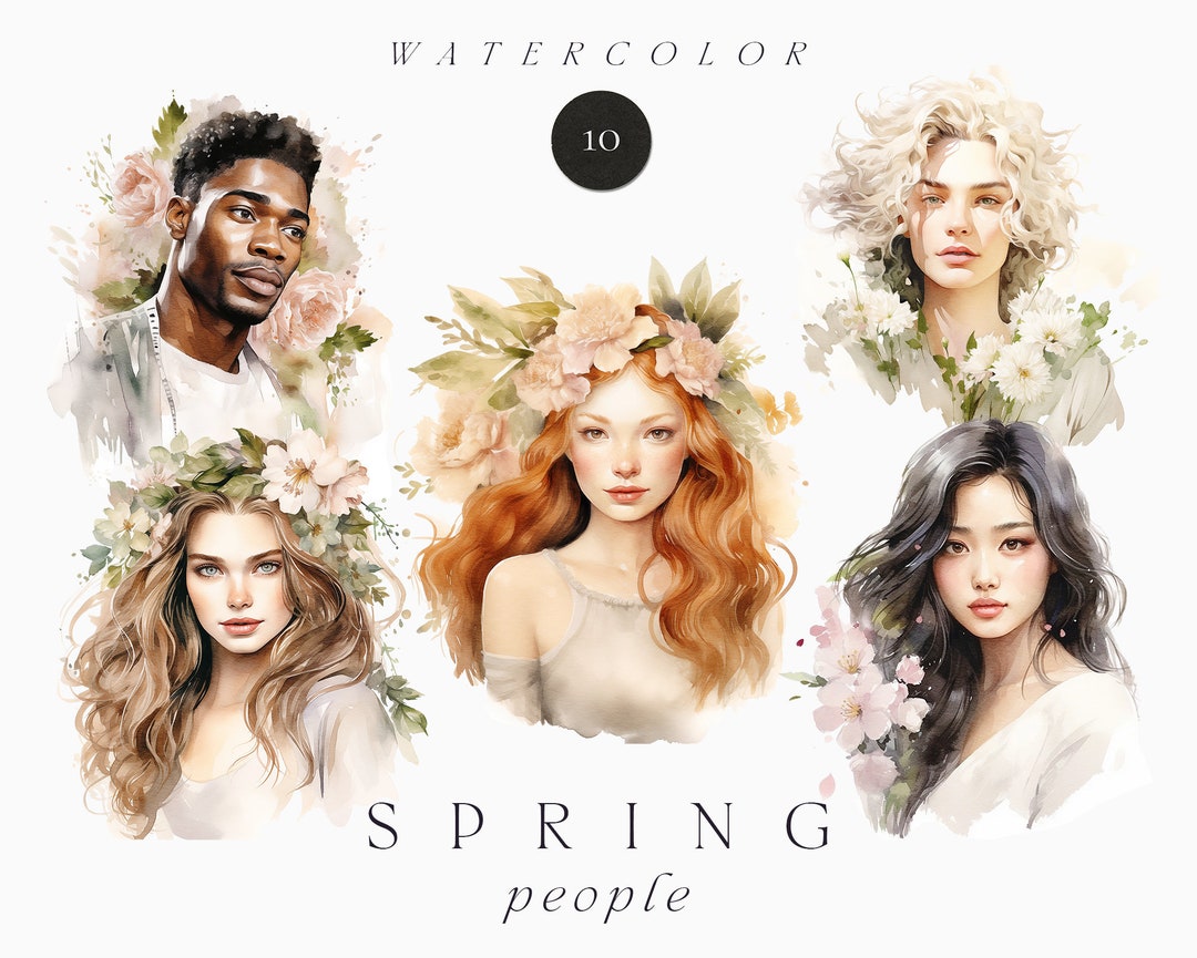 Watercolor Spring Clipart Png Spring People Clipart Spring Women With ...