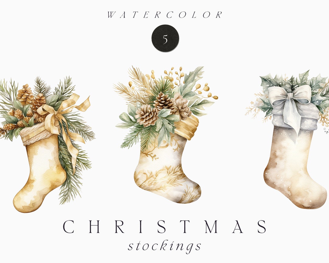 Watercolor Christmas Clipart - Christmas Stockings Clipart - Christmas ...