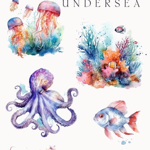 Watercolor Undersea Clipart - Watercolor Mermaids Clipart - Mermaids ...