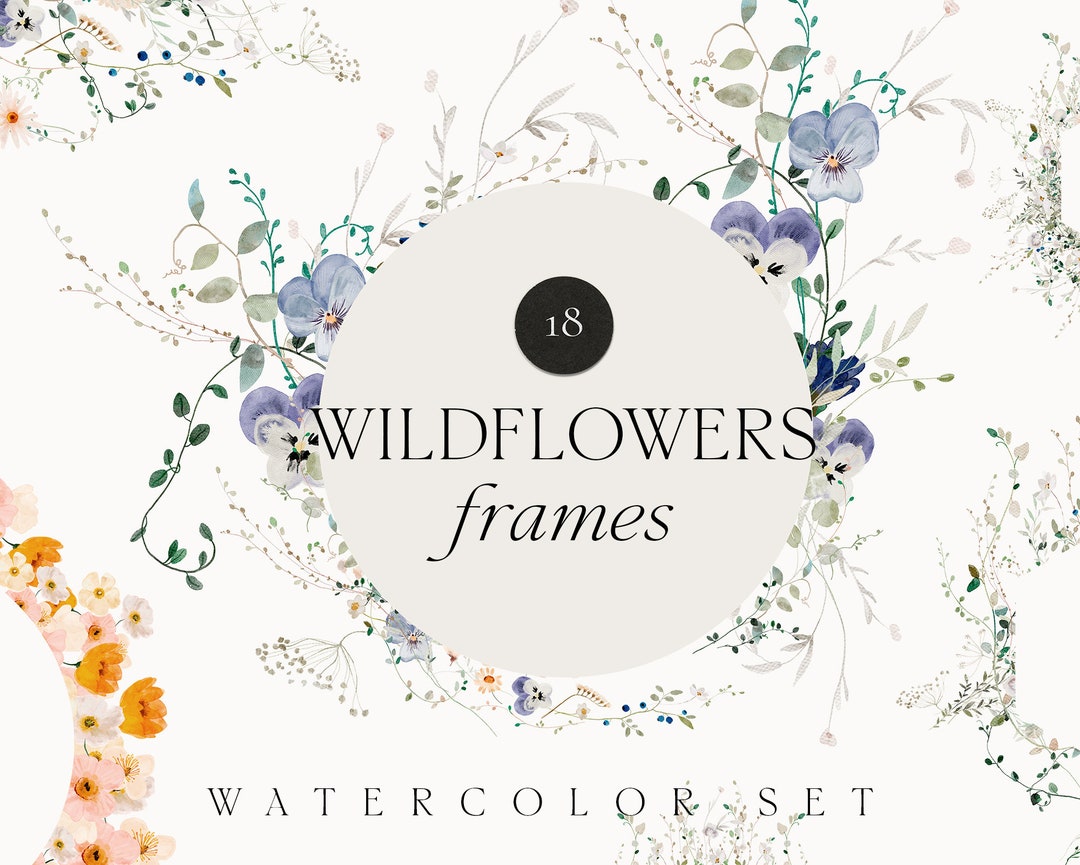 Watercolor Floral Frames Clipart Floral Wreaths - Etsy