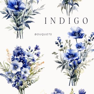 Watercolor Floral Clipart - Watercolor Indigo Blue Floral Clipart Png ...
