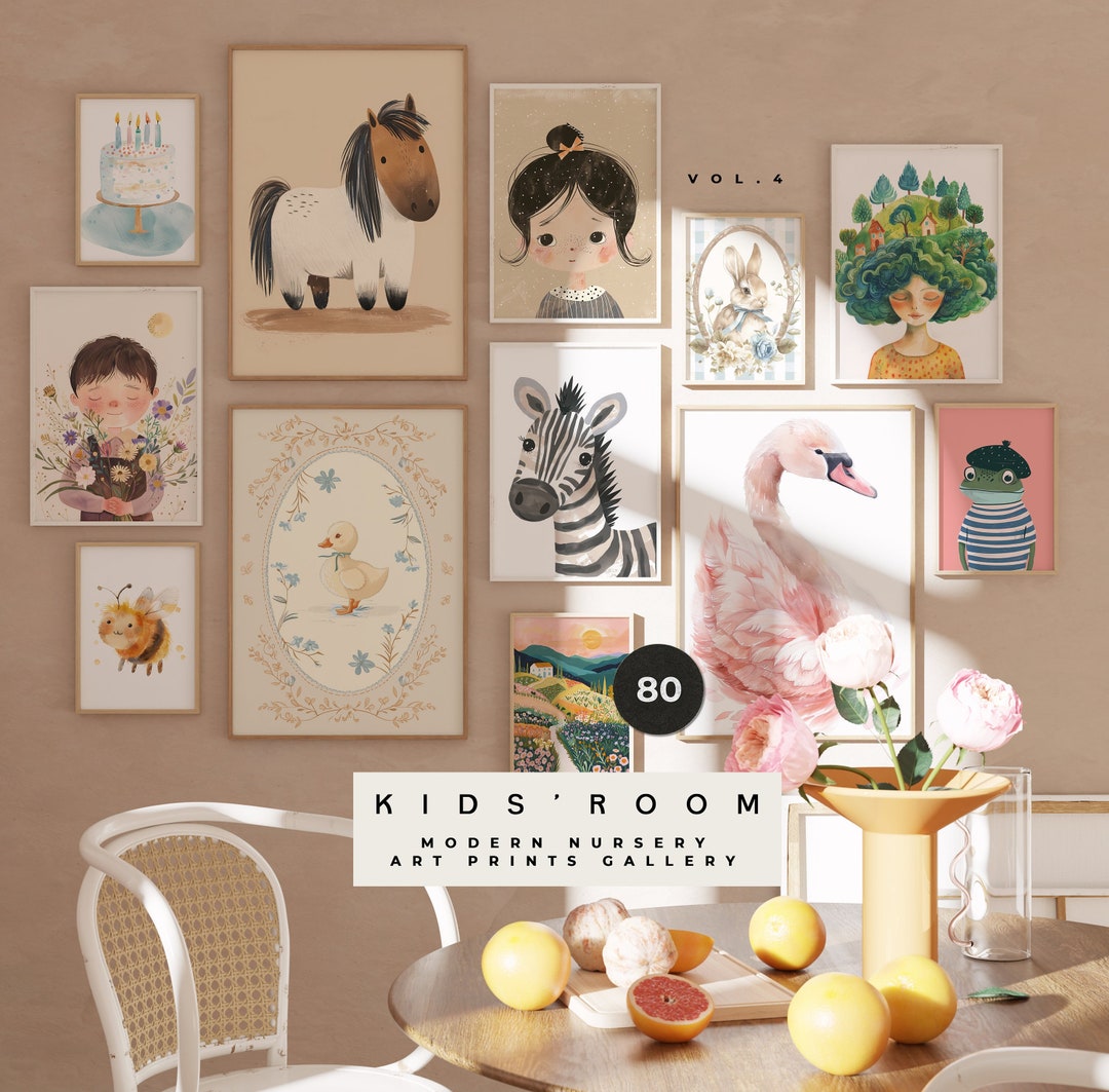 Kids Room Wall Art Prints - 80 Nursery Wall Prints - Colorful Nursery ...