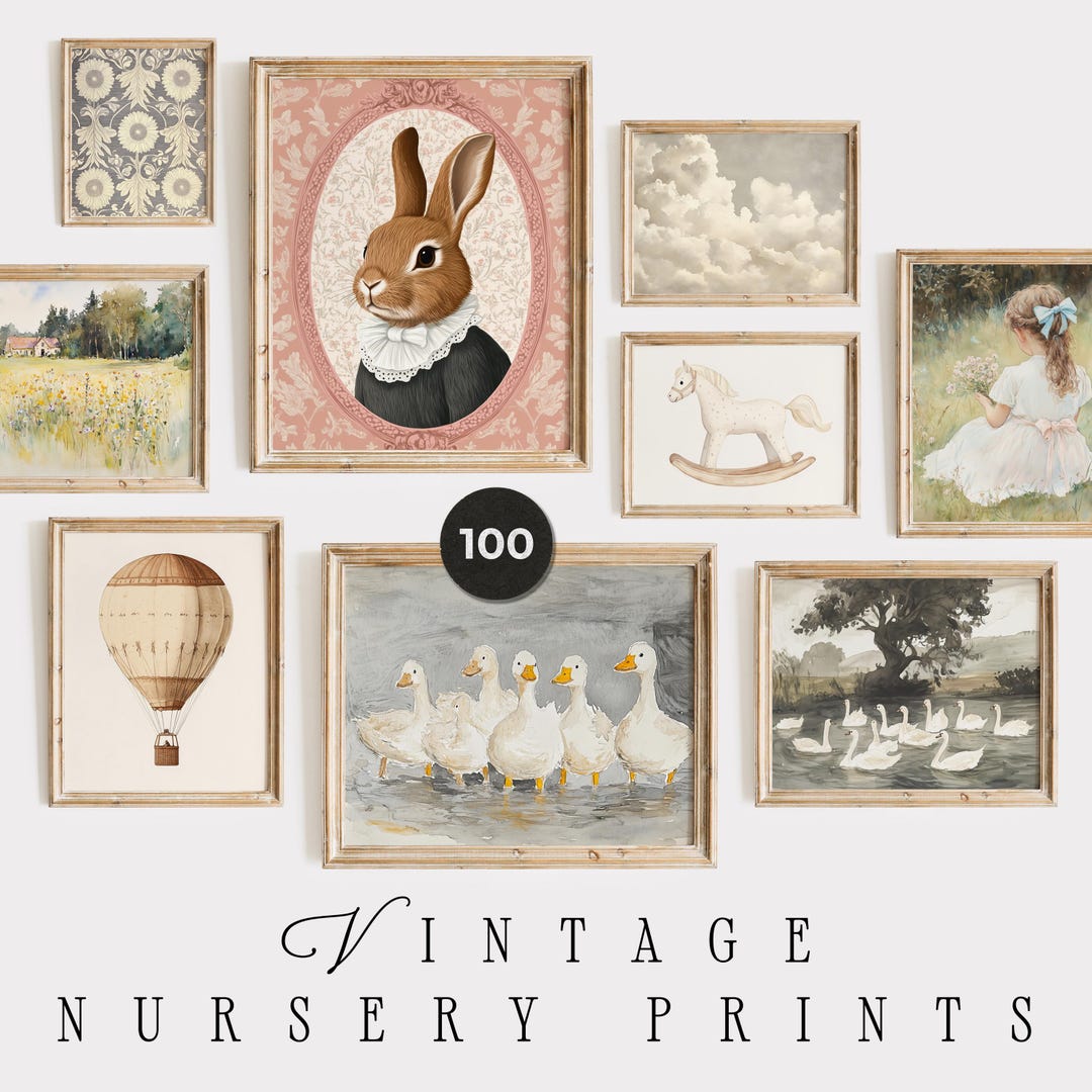 Vintage Nursery Prints - 100 Vintage Nursery Wall Art - Digital ...