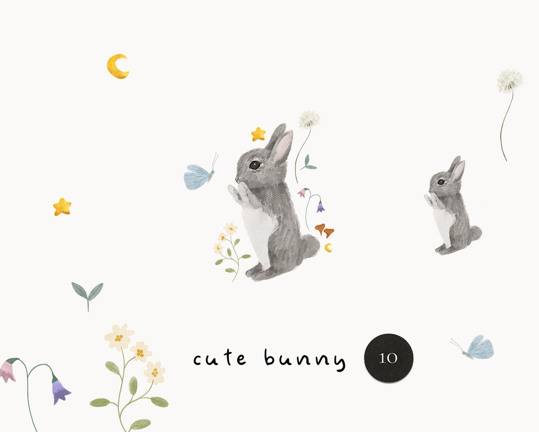 Cute Bunny Clipart Png - Watercolor Rabbit Clipart - Easter Rabbit Png ...