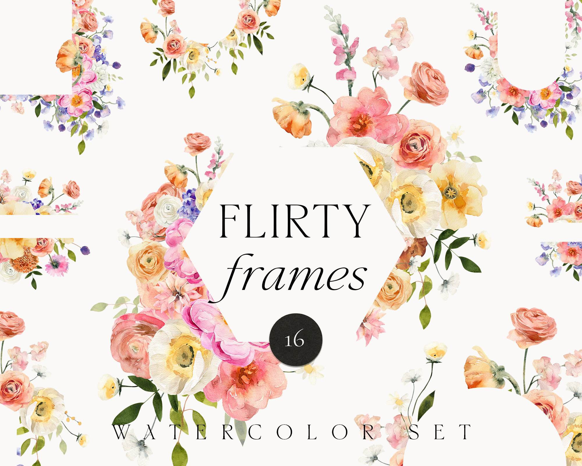 Watercolor Floral Frames Floral Clipart Png Floral Wreath - Etsy