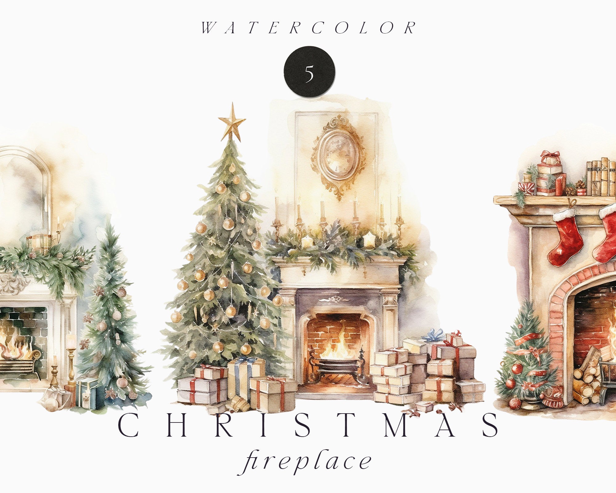 Homemade Christmas Fireplaces Clipart