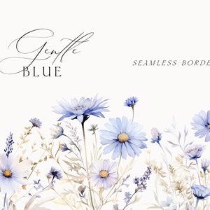 Watercolor Blue Floral Clipart - Winter Wildflowers Clipart Png - Blue ...