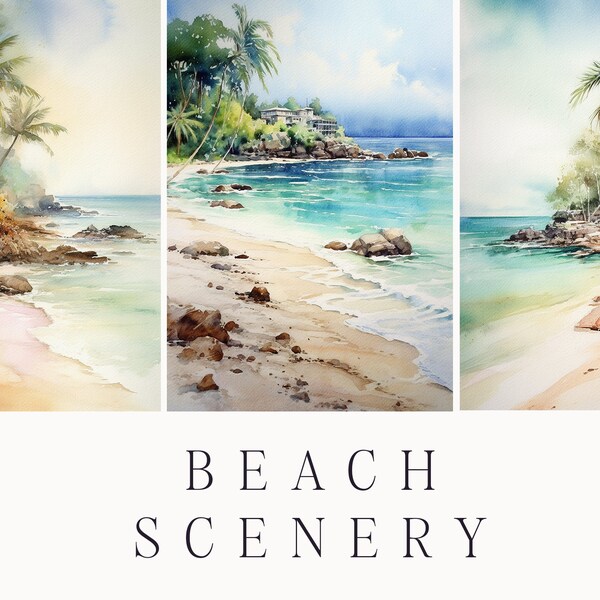 Watercolor Beach Clipart - Etsy