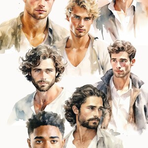 Watercolor Handsome Men Men Clipart Man Portrait Png Man Face Clipart ...
