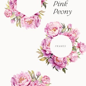 Watercolor Pink Peony Clipart - Watercolor Floral Clipart - Pink Peony ...