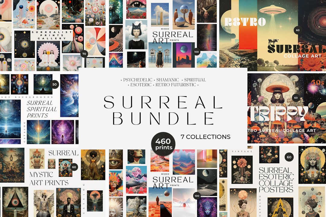 460 Surreal Prints - Digital Download Surreal Backgrounds - Retro ...