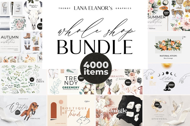 BUNDLE Vol. 1 Watercolor Clipart Bundle Whole Store Bundle - Etsy