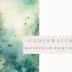 Watercolor Underwater Clipart - Watercolor Undersea Background - Ocean ...