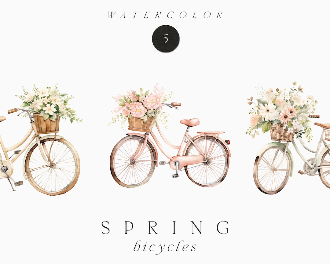 Watercolor Spring Clipart Png - Watercolor Spring Bicycle Clipart PNG ...