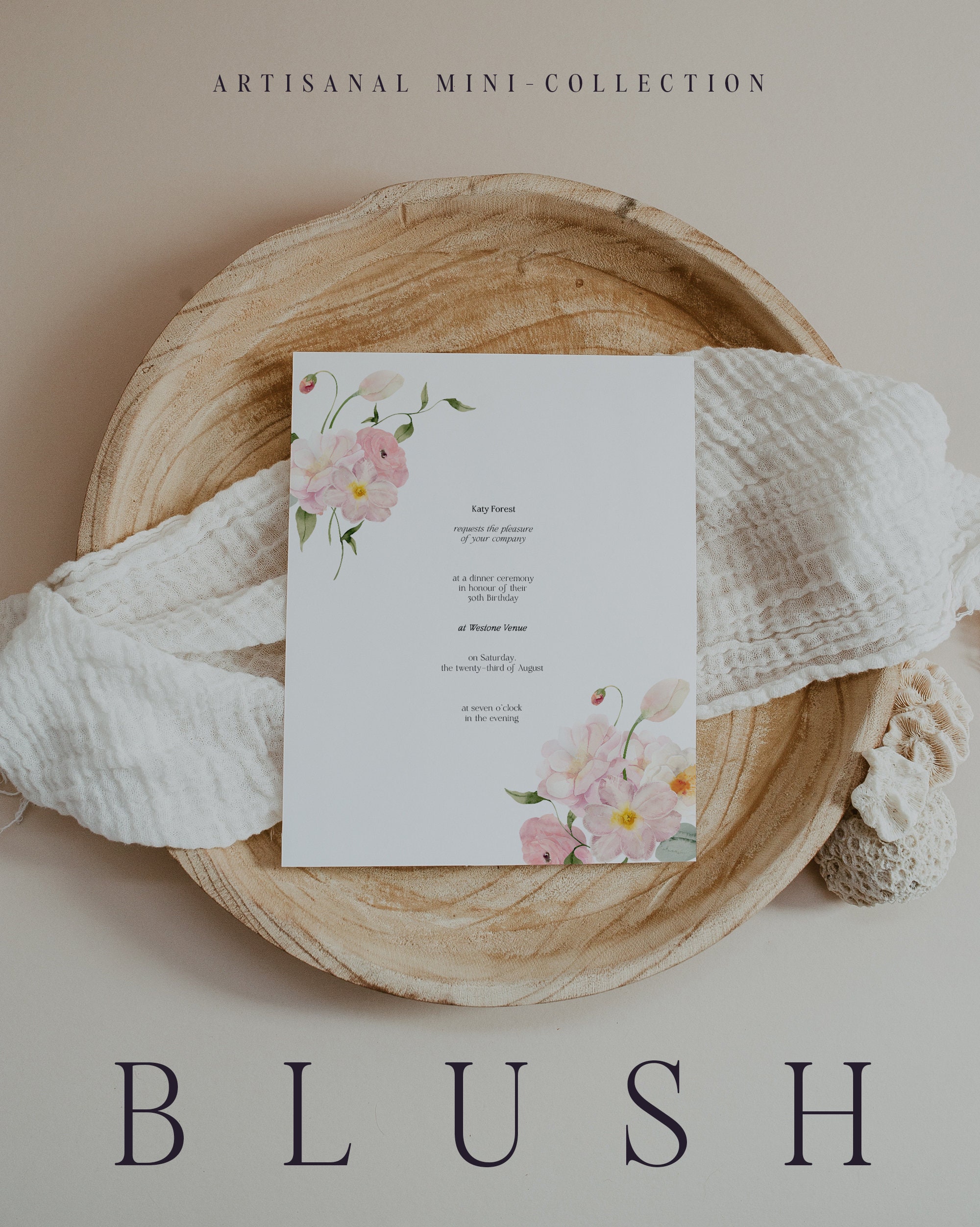 BLUSH Watercolor Flowers Clipart Png Watercolor Floral - Etsy