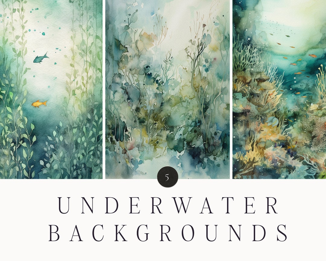 Watercolor Underwater Clipart - Watercolor Undersea Background - Ocean ...