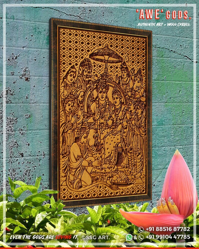 Sri Ram Darbar con Ganesha, Brahma, Vishnu, Shiva I Marco grande de ...