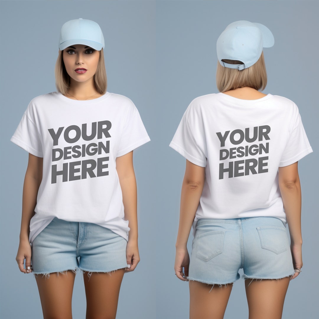 Gildan 5000 White Tshirt Front & Back Mockup | G500 White T-shirt Front ...