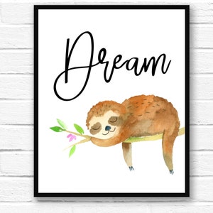 Sloth Dream Art Print,sloth Print,sloth Gift,instant Download Sloth ...
