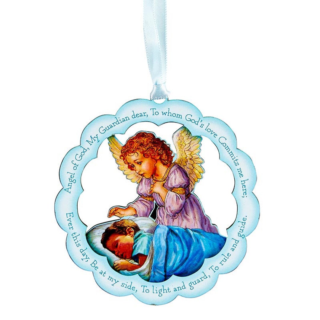 Guardian Angel Wood Crib Medal Blue 3 1/2 Diameter - Etsy