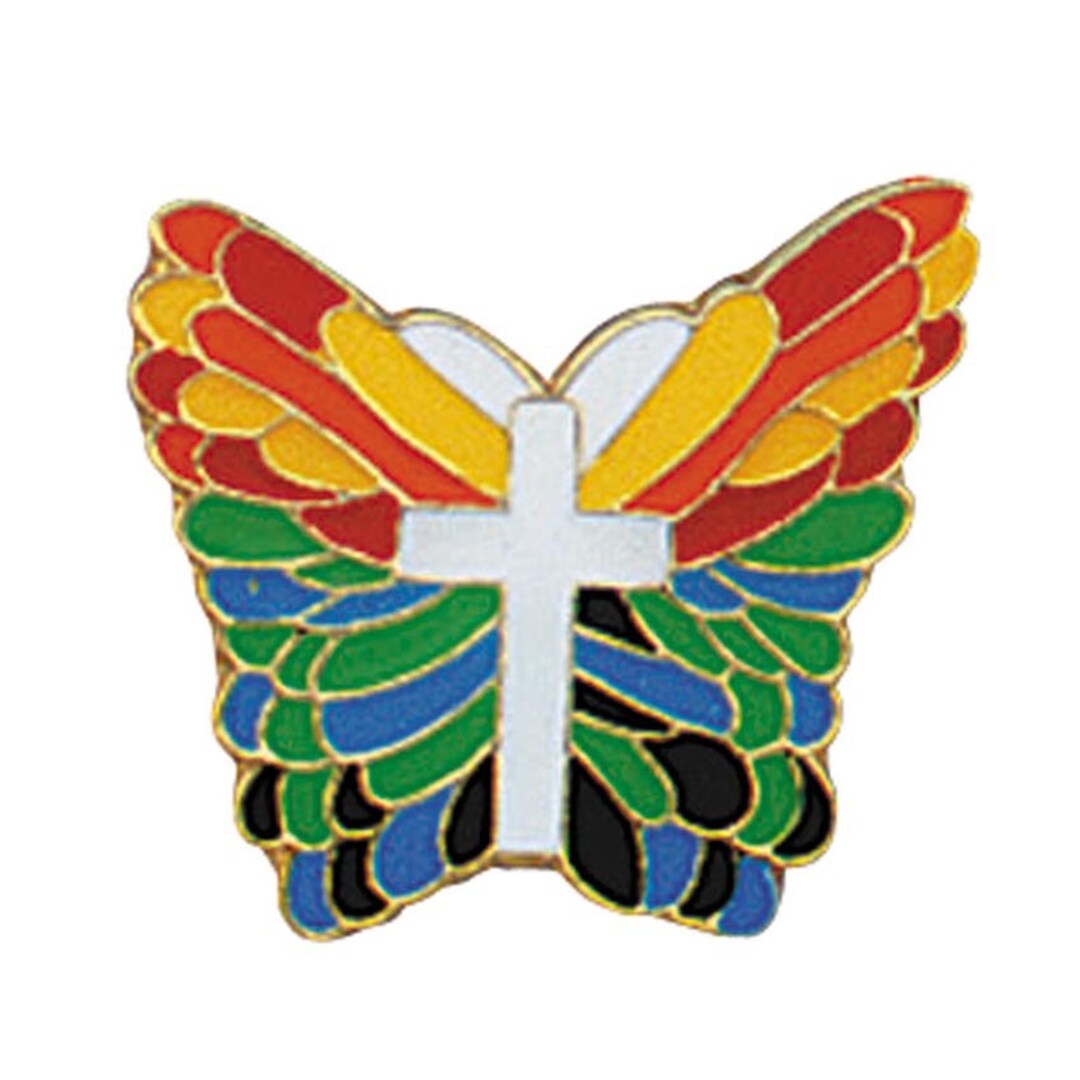 Butterfly Cross Lapel Pin 3/4 High - Etsy