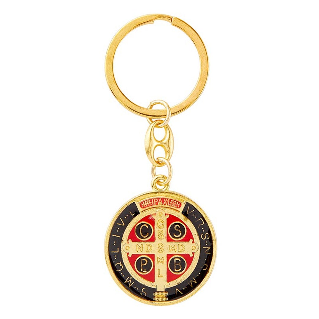 St. Benedict Gold Medal Key Ring 3 1/4 Long - Etsy