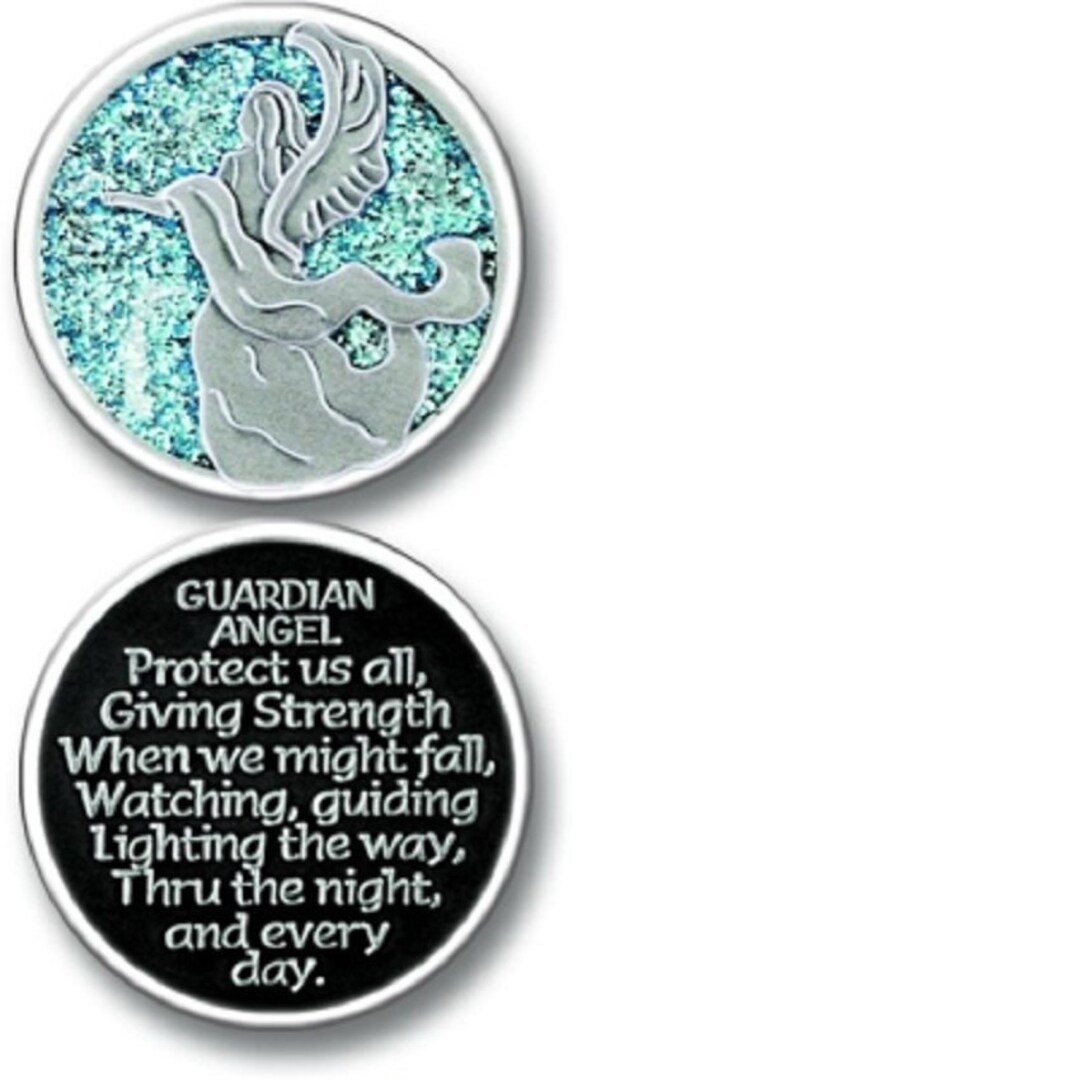 Guardian Angel Enamel Pocket Token 1 1/4 Diameter With Organza Bag - Etsy
