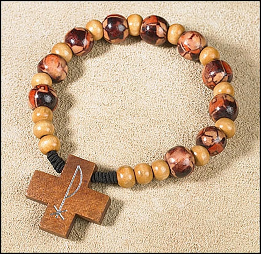 Chi Rho Cross With Painted Beads Rosary Bracelet - Etsy