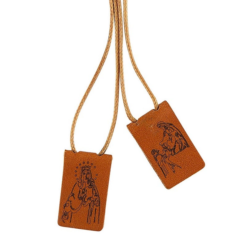 Leather Scapular With Brown Scapular Explanation Card - Etsy